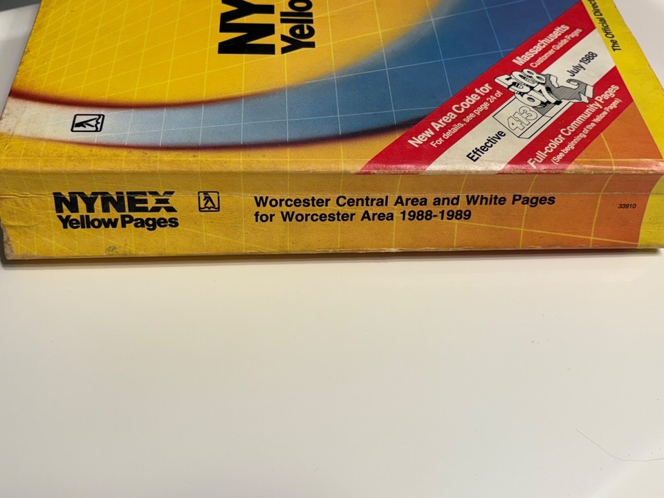 NYNEX Yellow Pages Worcester Central Mass 617 Phone Book Directory 1988 ...