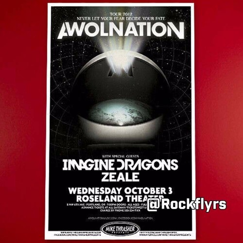 AWOLNation + Imagine Dragons 2012 original 11x17 Concert Promo Street ...