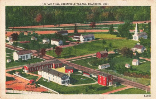 Dearborn MI Michigan, Greenfield Village, Aerial View, Vintage Postcard ...