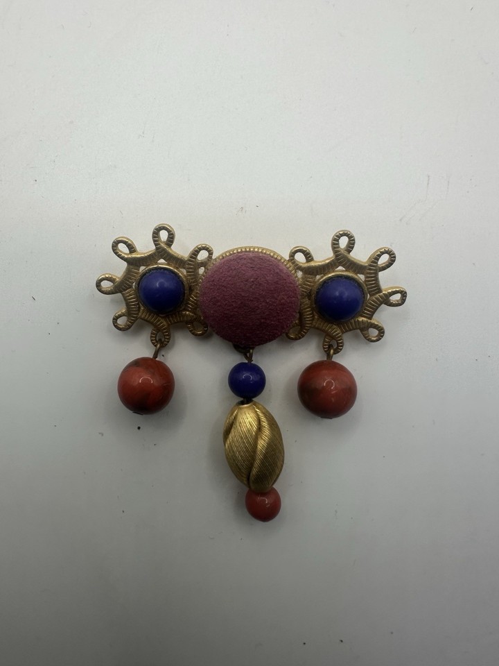 Unique Vintage Brooch Pin Dangles Maximalist Boho Artistic Retro Avant ...