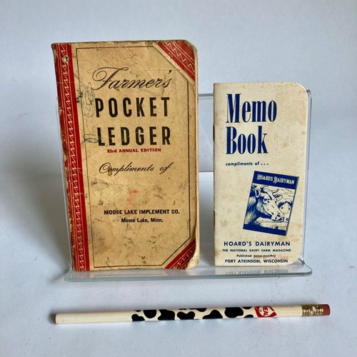 Vintage 1949 Farmer's Pocket Ledger, 1972 Memo Book & REAL Dairy Pencil ...
