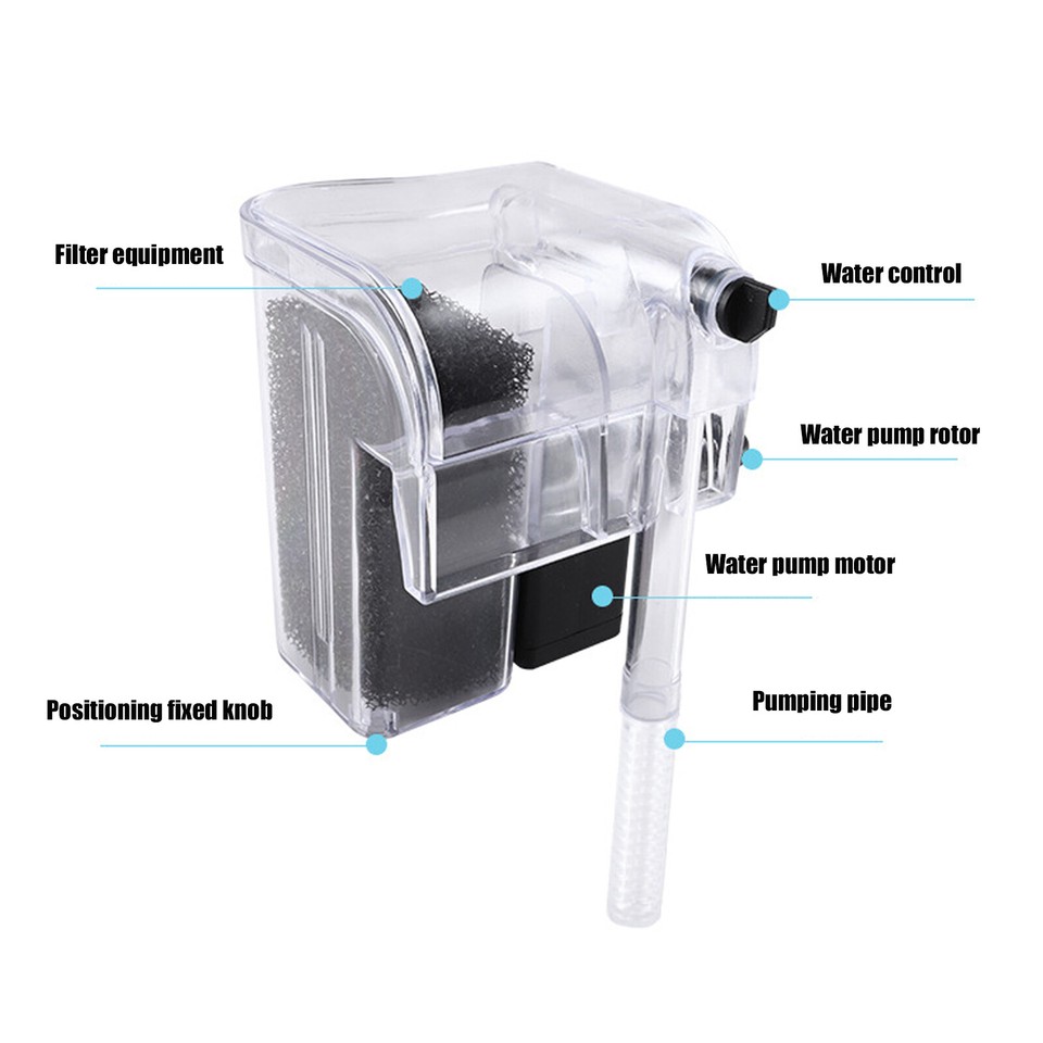 Aquarium Hang On Filter Pump Fish Tank Hang External Oxygen Pump Water ...