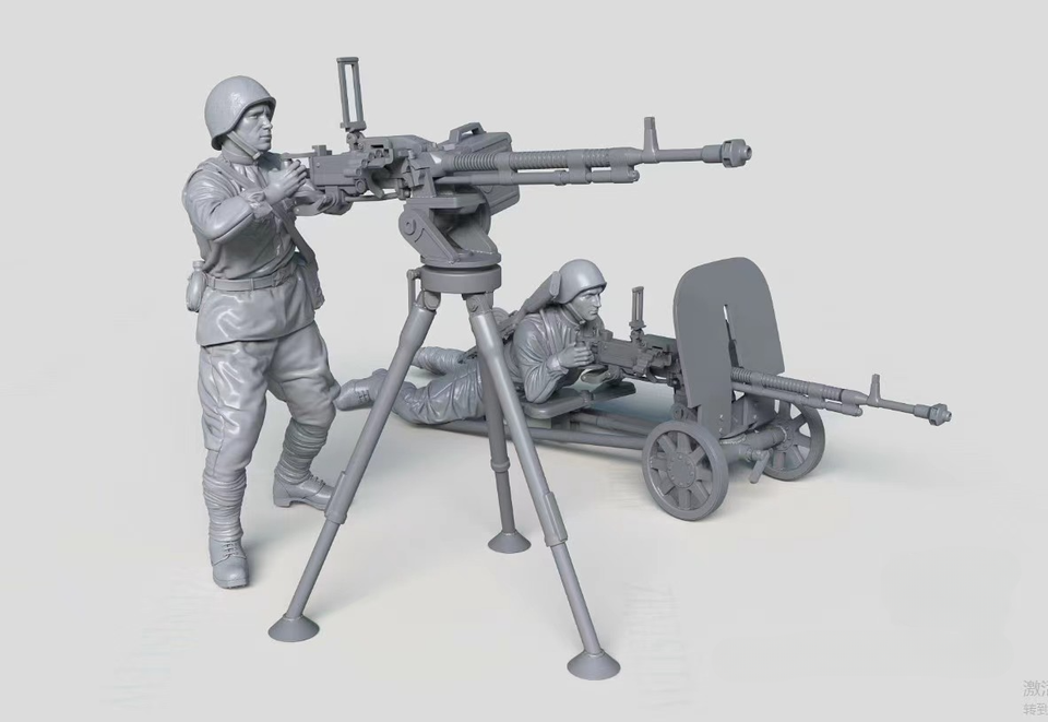 WW2 German 2 Soldiers and Heavy Machine Guns 1/35 Scale Resin Figures ...