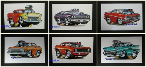 (6) Six Chevrolet Chevy Muscle Machines Art Prints Rohan Day 11" by 17 ...