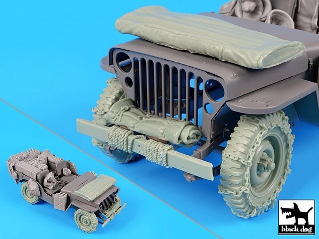 Black Dog 1/16 (120mm) Front Accessories & Chained Wheels Willys MB ...