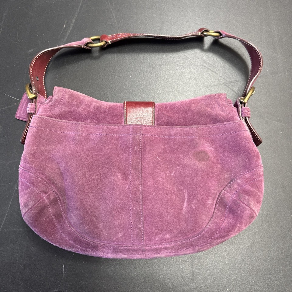 COACH Rare Soho Suede Signature Flap Shoulder Bag 9688 Purple | eBay