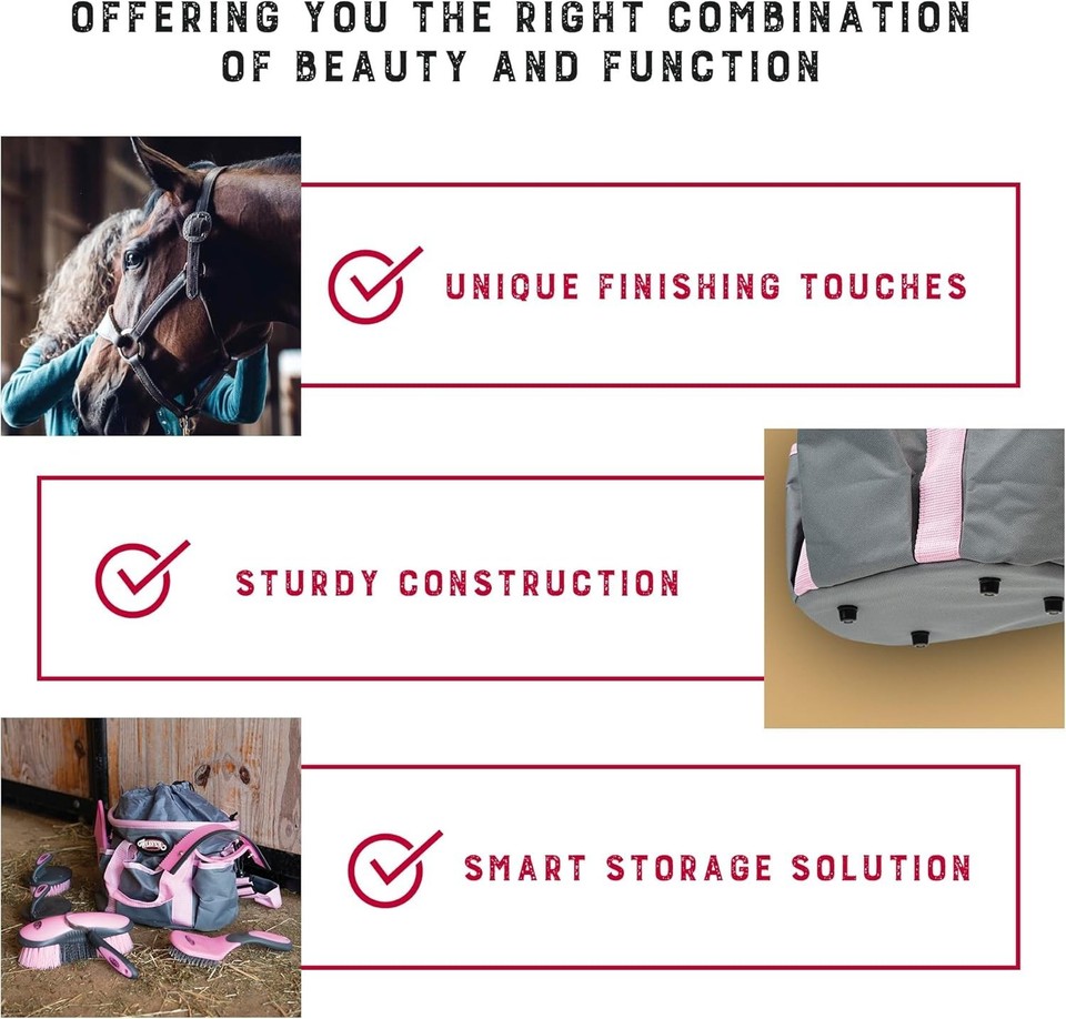 Portable 7-Piece Horse Grooming Kit with Six Pockets - Ideal for ...