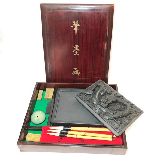 Calligraphy Set, Inkstone, Dragon, Sculpture, Antiques, Extra Large ...