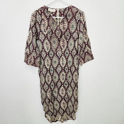 Souk Indigo NWT Printed 3/4 Sleeve Midi Dress Medium | eBay