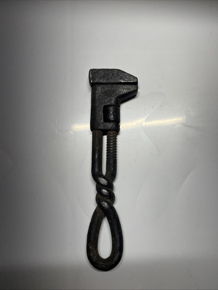 Antique Acme 8" Twisted Iron Vintage Pipe Monkey Wrench Plumbing Tool ...