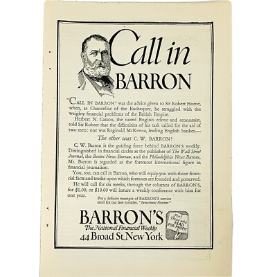 Vintage 1923 Barron's National Financial Weekly Print Ad New York Ad 6 ...