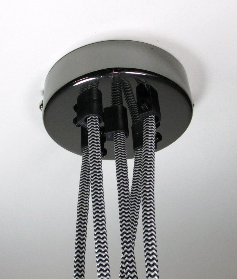 MULTI POINT DROP OUTLET PENDANT CEILING ROSE WITH CORD GRIPS | BLACK ...