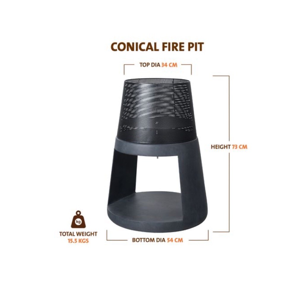 Jumbuck Conical Outdoor Firepit Fire Pit Fireplace with Wood Storage ...