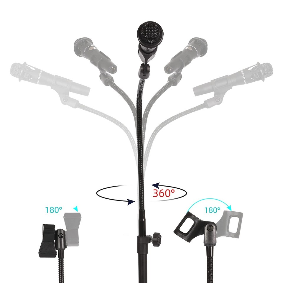 Mic Stand Boom Microphone Stands Tripod Gooseneck mic arm stand Height ...