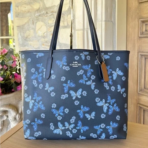 Coach City Lovely Butterfly Print Women's Tote Bag - Blue (CH211) for ...