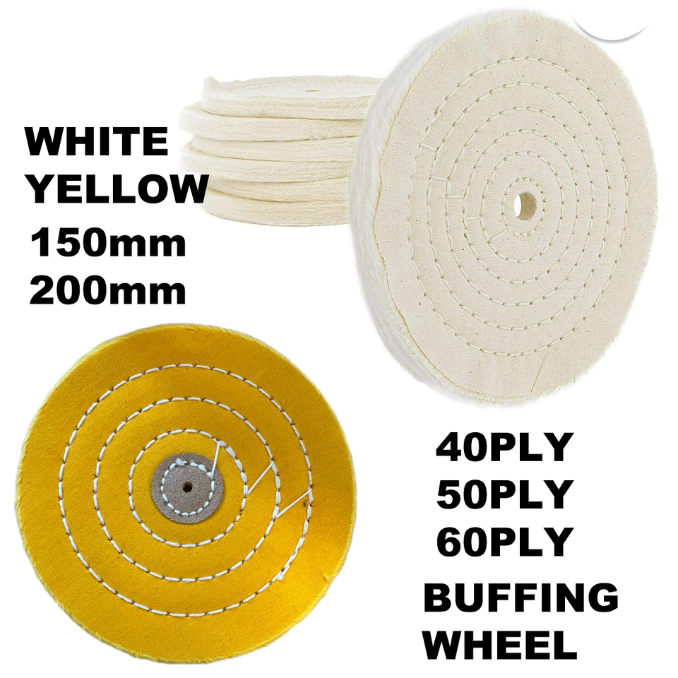 150/200mm Buffing Wheel for Polishing 5/8 inch Arbor White Yellow 40/50 ...