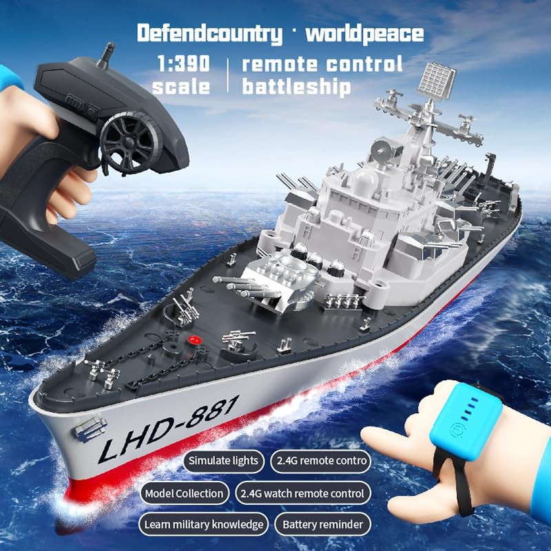 23.6" Inch Remote Controlled Warship Battleship10km/h 4WD 2.4G RC ...