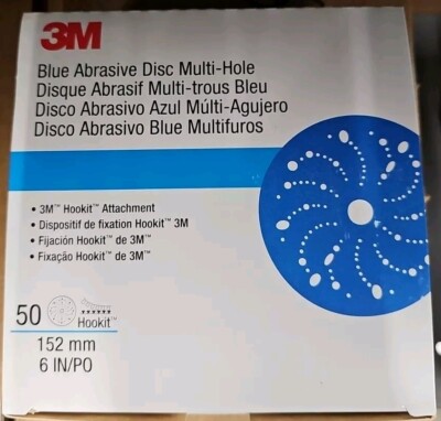 3M 36176 Hookit Blue Abrasive Sanding Disc Multi-hole 6 inch 180 Grit ...