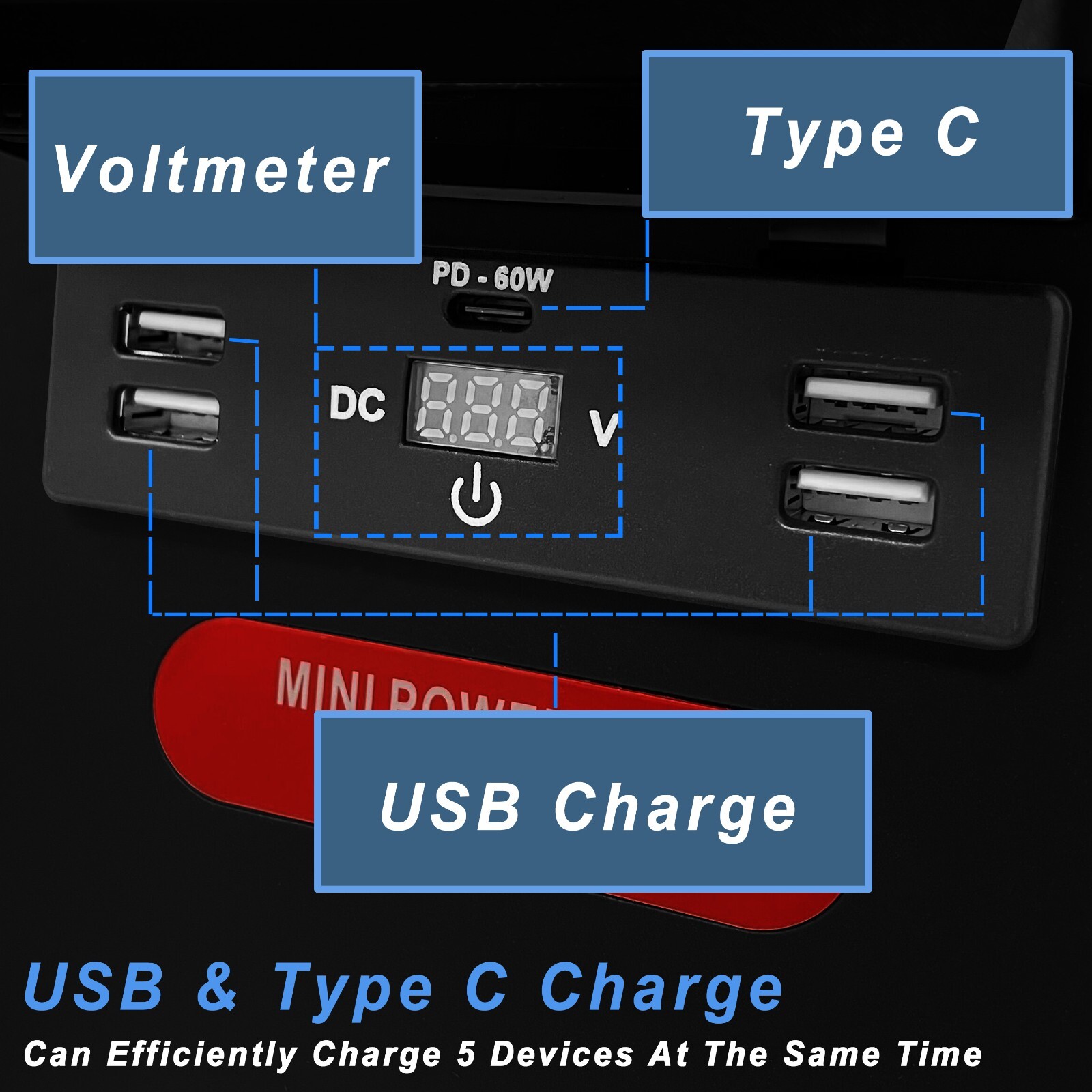 12V/24V DC Mini Power Distribution Control Box USB Switch Panel for ...