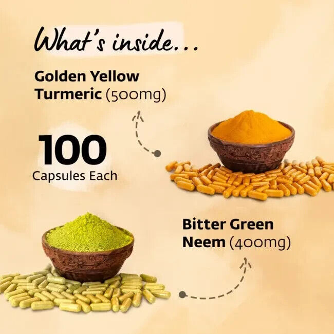 Isha Life Neem & Turmeric Powder in Veg Capsules / Combo Pack - 100 pcs ...
