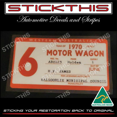 Reproduced Historic WA Rego Registration Label Decal Sticker 1967 ...