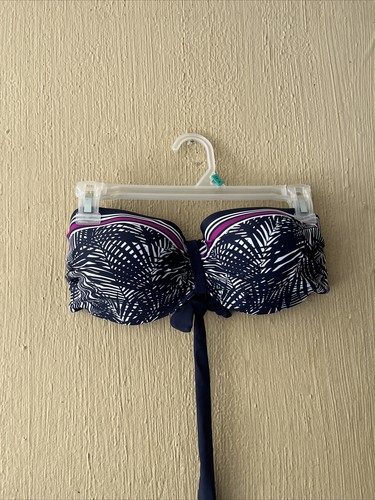 Lascana for Venus Bikini Top Size D cup 32DD/34D/36C bandeau blue white ...