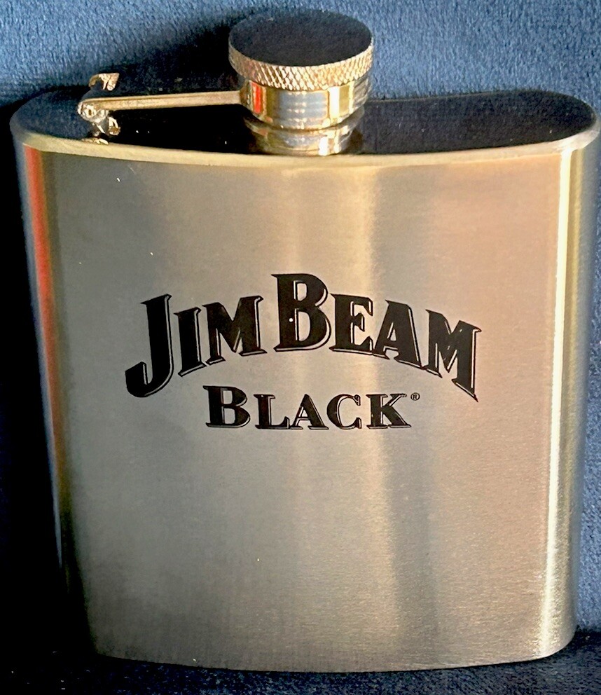 Jim Beam Kentucky Straight Bourbon Whiskey Stainless Steel Hip Flask 8 ...