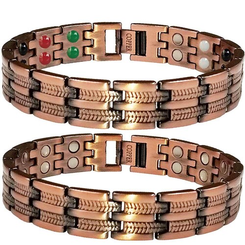 5IN1 or FullMags 5000 Gauss Pure Solid Copper Magnetic Bracelet Men ...