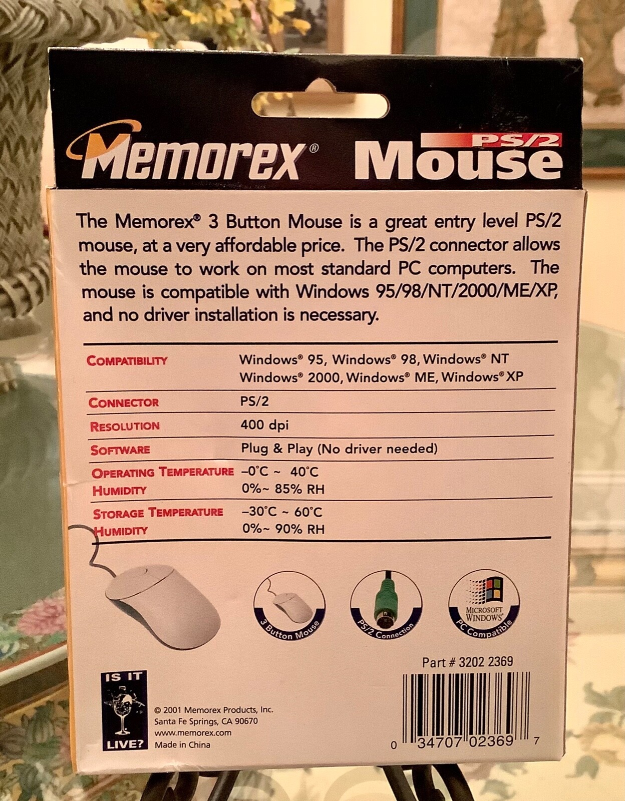Memorex 3 Button PS/2 Ball Mouse 400 DPI NEW | eBay