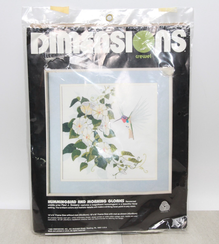 Vintage Dimensions Crewel Needlework Kit "Hummingbird & Morning Glories ...