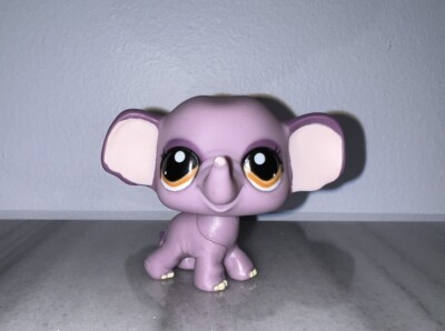 Littlest Pet Shop LPS #1086 Purple Elephant Trunk Up Standing Brown ...