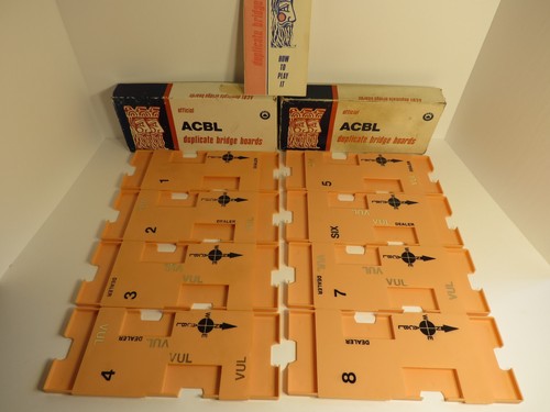 Official ACBL Duplicate Bridge Boards 1-8 Salmon Pink Original Box 1976 ...