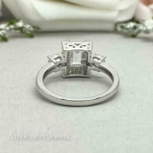 2.40CT Emerald Cut Lab-Created Diamond VVS1 Wedding Halo Ring 14K White Gold FN | eBay