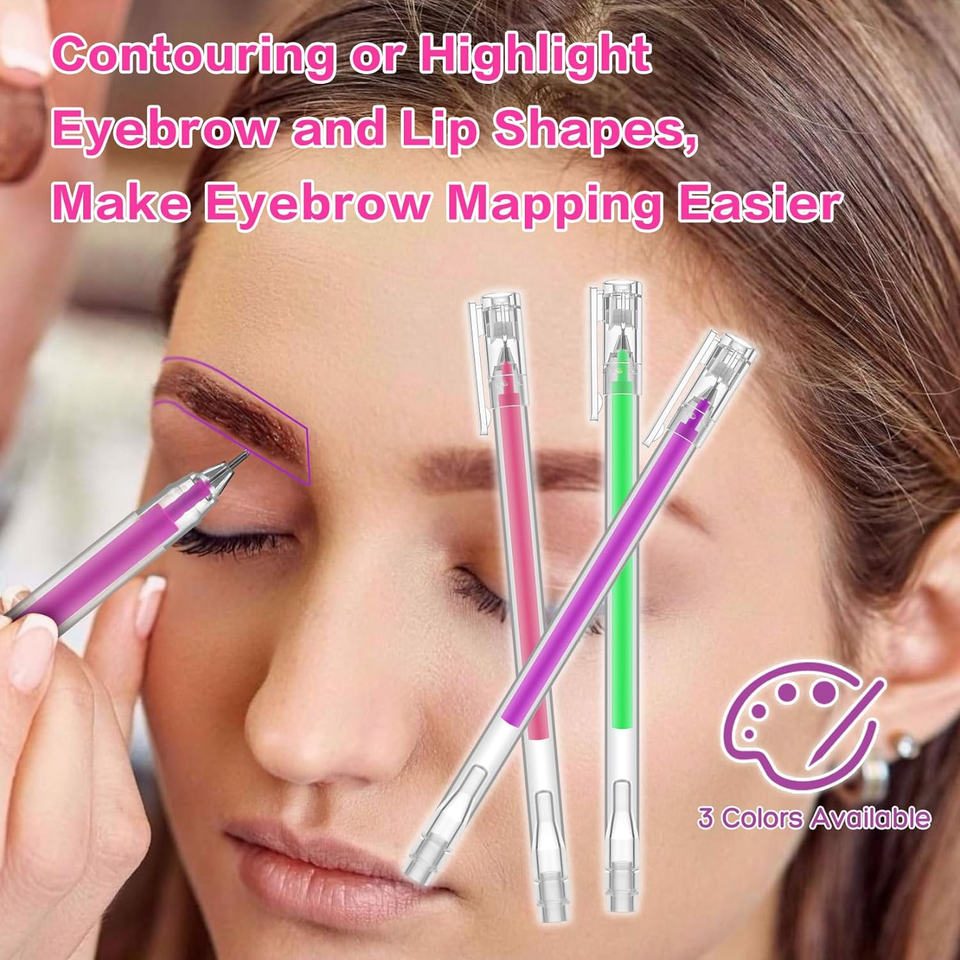 Brow Mapping Pen, 3 Colors Eyebrow Lip Positioning Pen, Brow Gel Pen ...