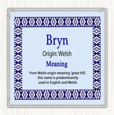 Bryn Name Meaning Drinks Mat Coaster Blue | eBay UK