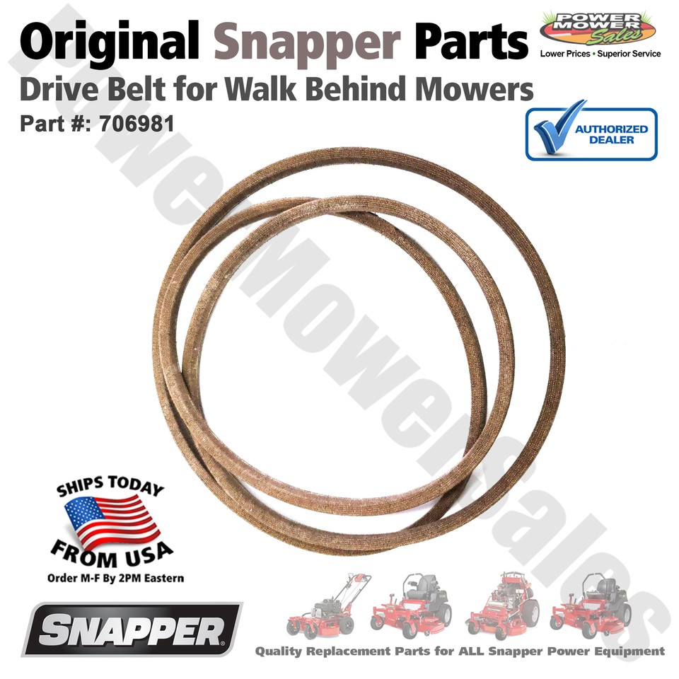 Genuine OEM Snapper Drive Belt for Walk Behind Mowers, SN625AWD, 706981 ...