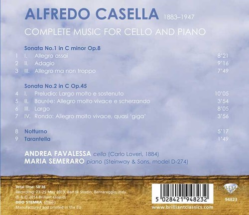 ALFREDO CASELLA Complete Music for Cello and Piano CD NEW SEALED ...