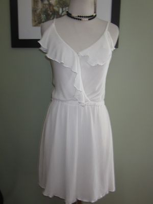BCBG Generation White Rayon Ruffled Dress Cover Up Size M | eBay