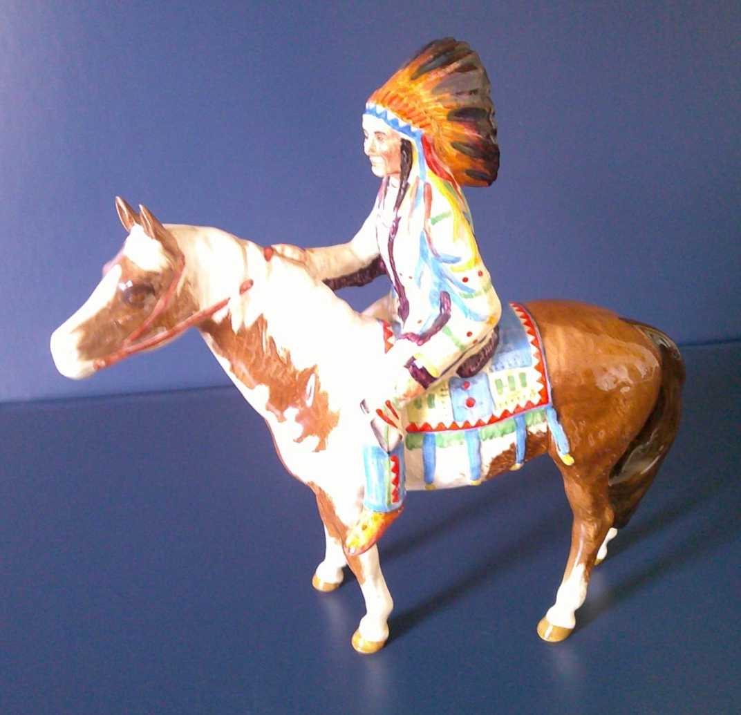 Vintage Beswick Indian Chief Mounted On Skewbald Horse 1391 By Orwell ...