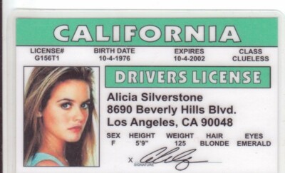 Alicia Silverstone batgirl actress drivers license id card | eBay
