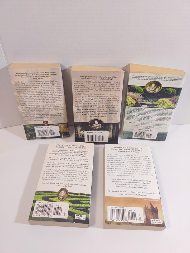 LOT OF 5 KAREN HARPER PAPERBACKS Queen ELIZABETH I MYSTERIES THE QUEENE ...