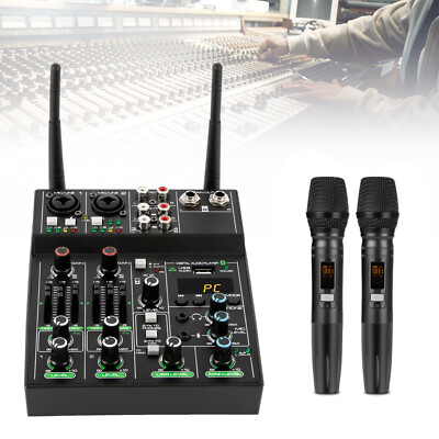 4 Channel USB Audio Mixer Bluetooth with Wireless Microphone for DJ ...