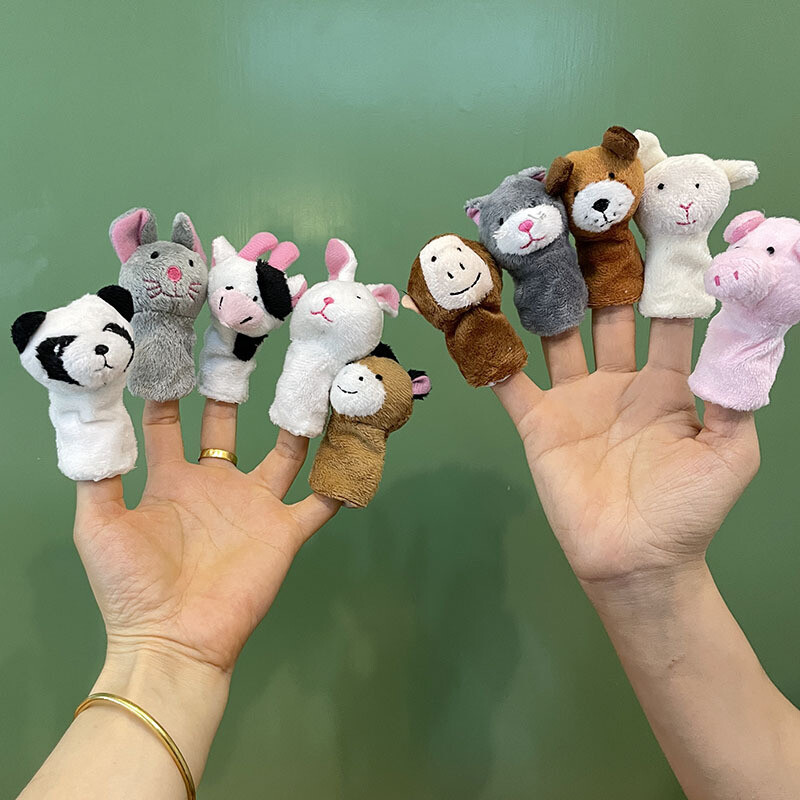 Children's Favorite Plush Finger Puppet Set Cartoon Animal Style Soft ...