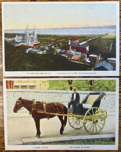 Canada Postcard Pair, Quebec Caleche, Town from Hill, 2 Unposted Cards ...