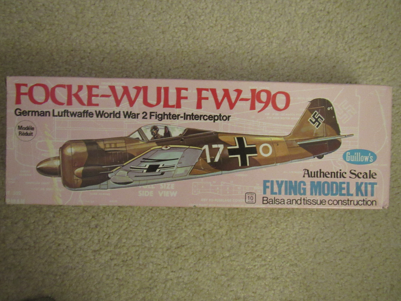 1976 Guillow's German WWll Focke-Wulf FW-190 Balsa Wood Flying Model ...