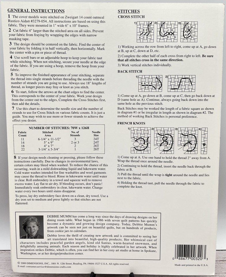 Dimensions Country Winds Debbie Mumm Cross Stitch Chart Pattern Leaflet ...