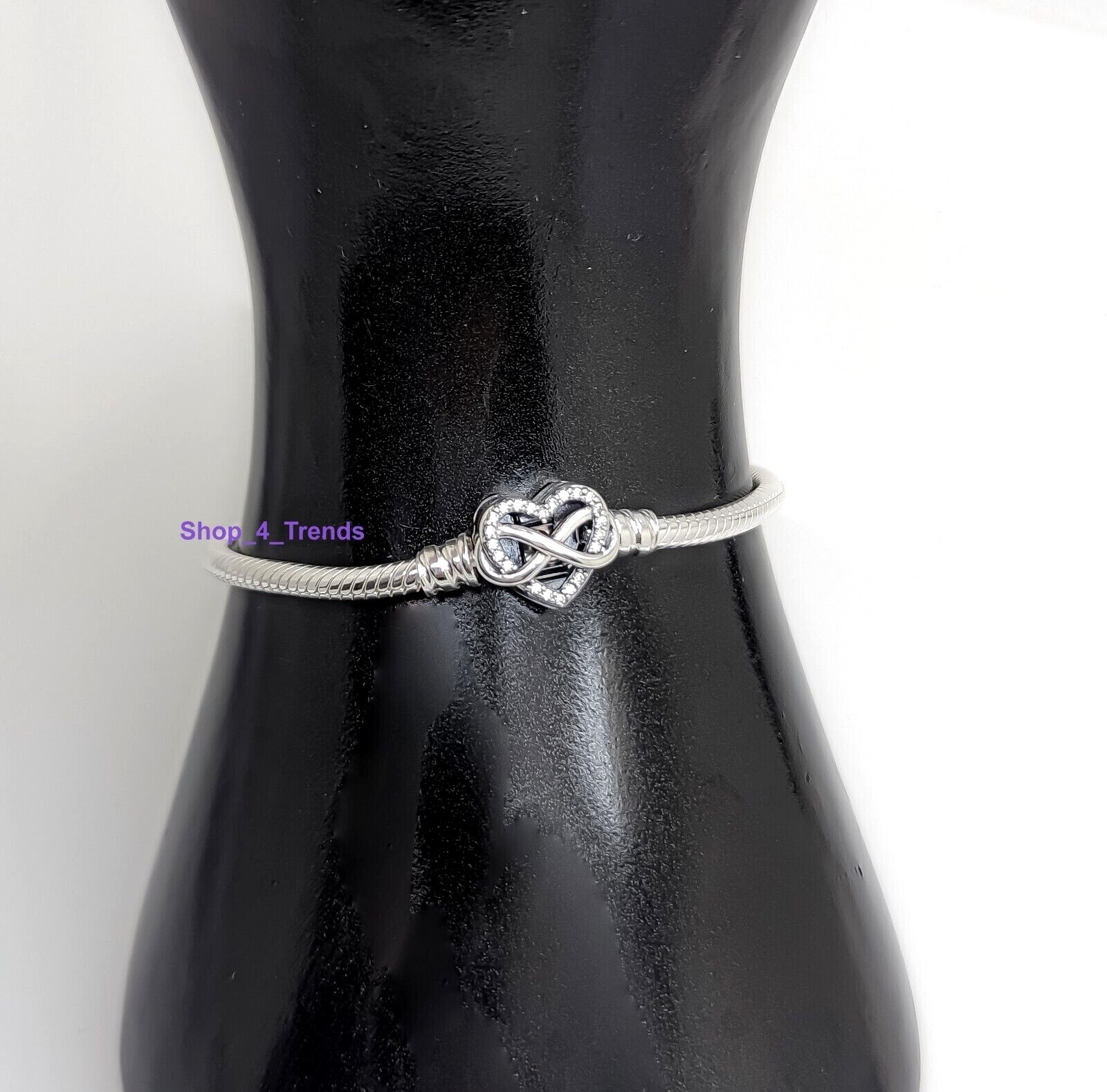 NEW PANDORA 592645C01 Moment Sparkling Infinity Heart Clasp Snake Chain ...