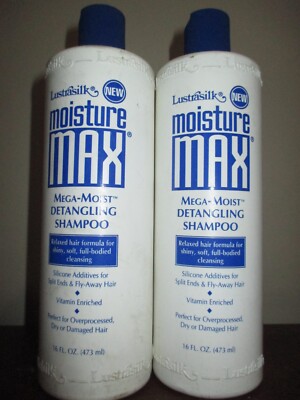(2) Lustrasilk Moisture Max Mega Moist Detangling Shampoo Relaxed ...