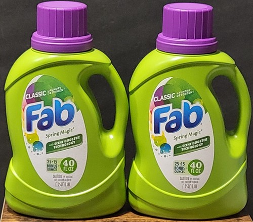 Fab Spring Magic Laundry Detergent 2-Pack 40oz Bottles + Scent Booster ...