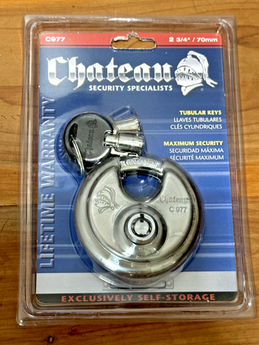 Chateau Padlock Stainless Steel Heavy Duty 3 Keys Round Disc Lock ...